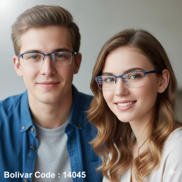 Elegant Half-Rim Rectangle Eyeglasses by BOLIVAR & CREATIUE - Blue ...
