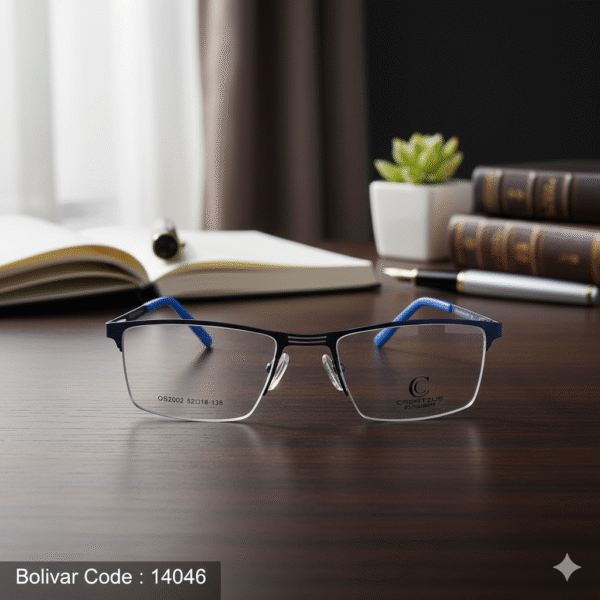 Elegant Half-Rim Rectangle Eyeglasses by BOLIVAR & CREATIUE - Blue ...